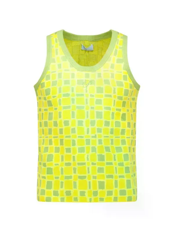 3.PARADIS Checkerboard Knit Vest - Yellow