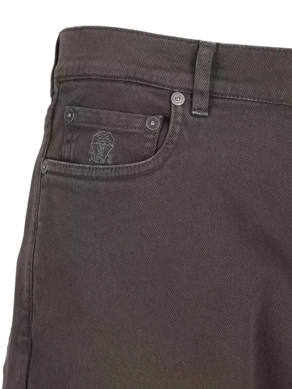 Brunello Cucinelli Dark Coffee Cotton Twill Five-pocket Trousers
