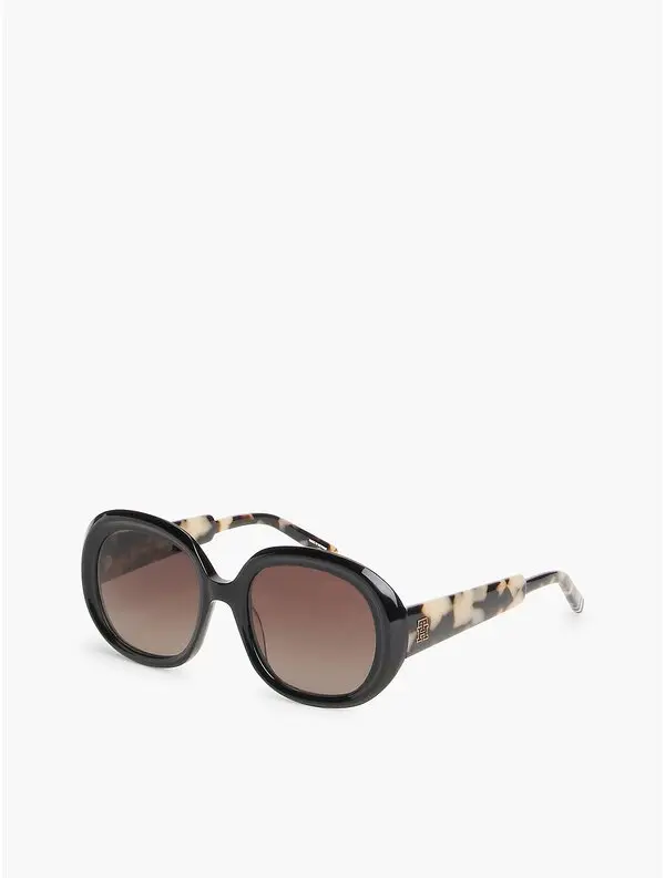 Tommy Hilfiger Bold Round Frame Acetate Sunglasses - Black