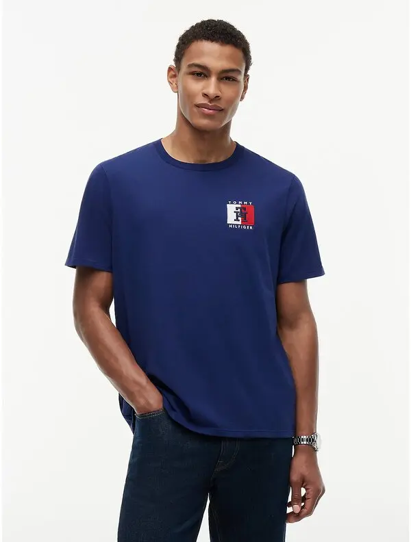 Tommy Hilfiger Two-tone Flag Logo T-shirt - Navy