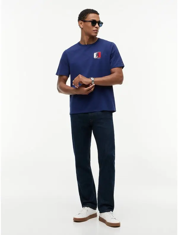 Tommy Hilfiger Two-tone Flag Logo T-shirt - Navy