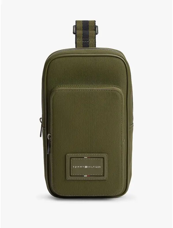 Tommy Hilfiger Textured Logo Sling Bag - Olivewood