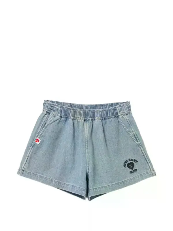 AAPE BY *A BATHING APE Apee™ A Bathing Ape® Embroidered Denim Shorts - Blue