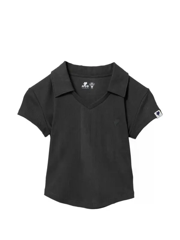 AAPE BY *A BATHING APE Apee™ A Bathing Ape® Ribbed Knit V-neck Polo - Grey