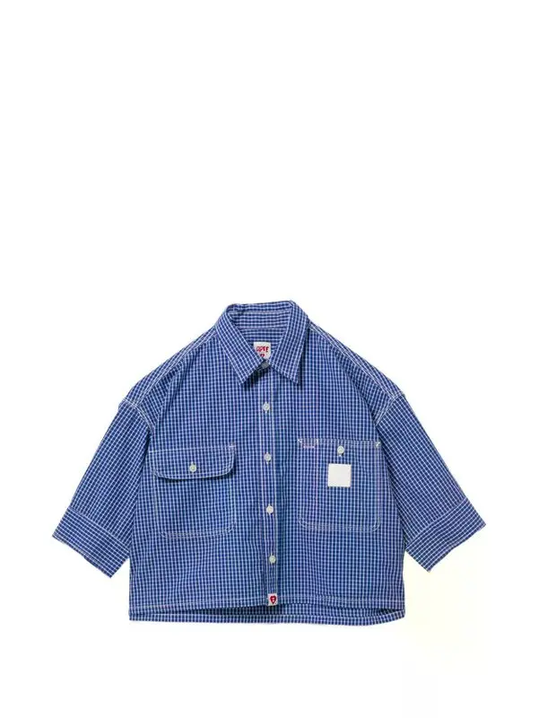 AAPE BY *A BATHING APE Apee™ A Bathing Ape® Checked Short Sleeve Shirt - Blue