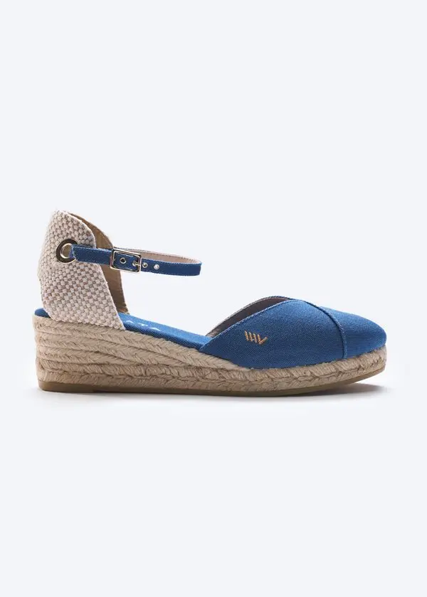 VISCATA Espadrille Wedges With Ankle Strap - Jeans