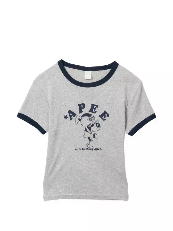 AAPE BY *A BATHING APE Graphic Print Ringer T-shirt - Grey