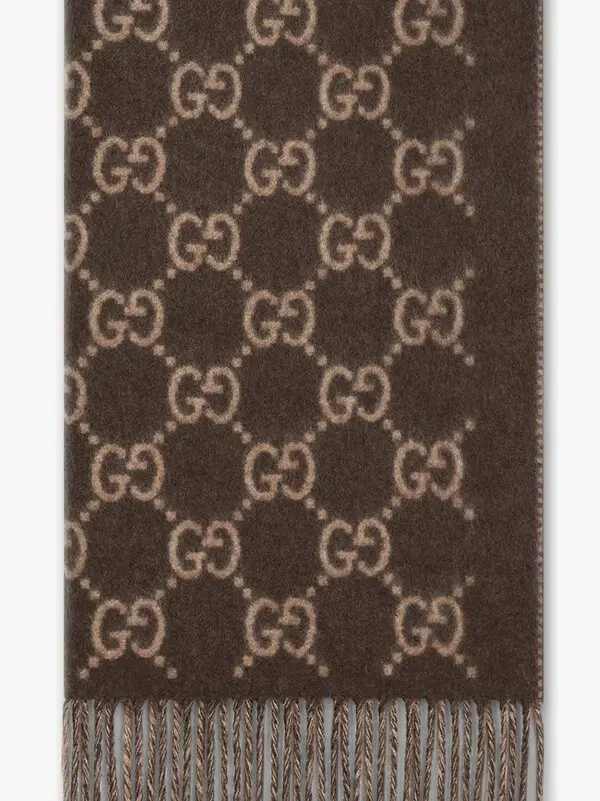 Gucci Gg Cashmere Scarf - Brown