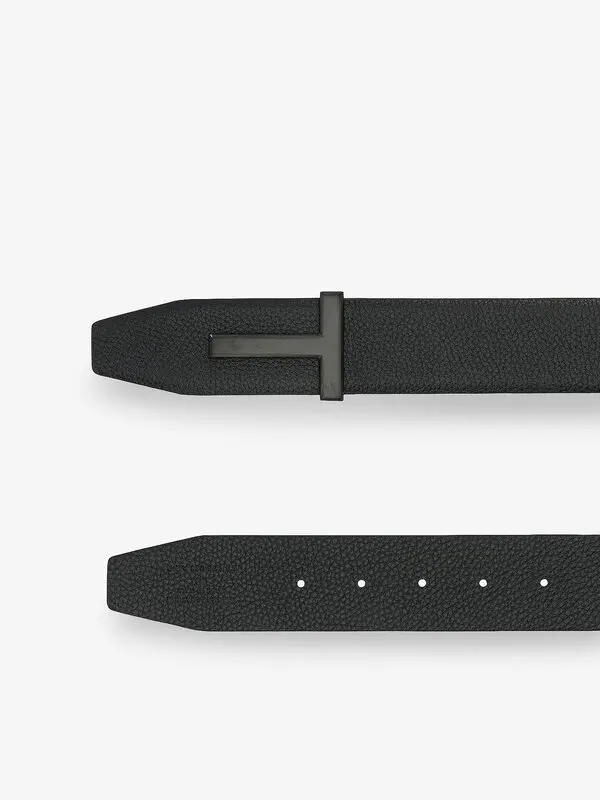 TOM FORD Hammered Leather Belt - Black