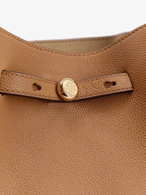 Tory Burch Romy Pebbled Leather Tote Shoulder Bag - Brown