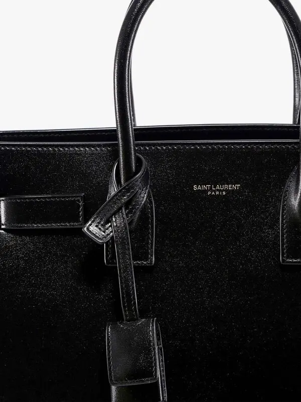 Saint Laurent Baby Sac De Jour Leather Handbag With Padlock - Black