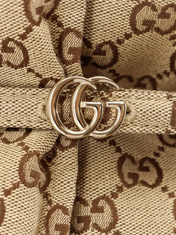 Gucci Gg Fabric Padded Jacket With Belt - Beige