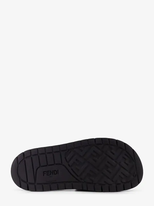Fendi Leather Ff Jacquard Slide Sandals