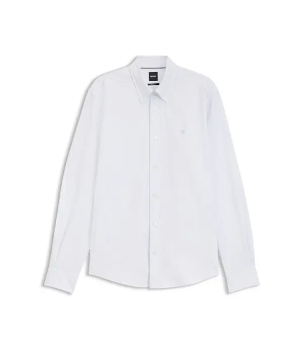 BOSS Regular-fit Cotton Shirt With Double B Logo - White