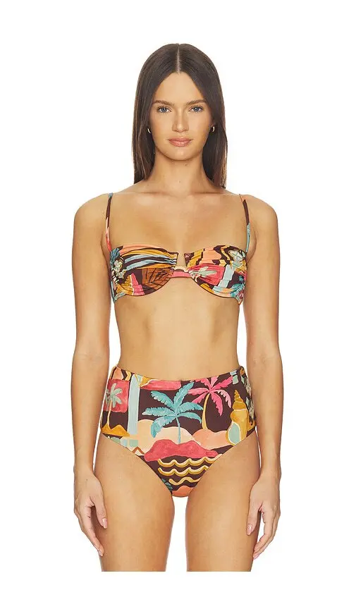 Minkpink Isola Gathered Bikini Top - Cocoa Coast