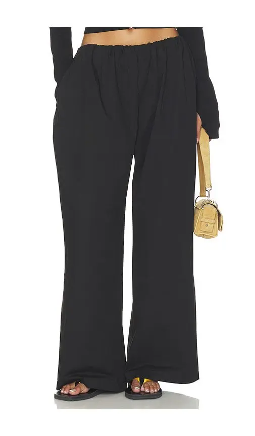 Lioness Wide Leg Poplin Trousers - Noir