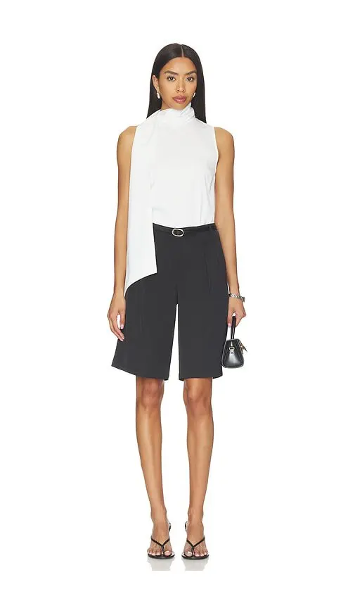ALL THE WAYS Ziva Sleeveless Top With Draping Scarf Detail - Ivory