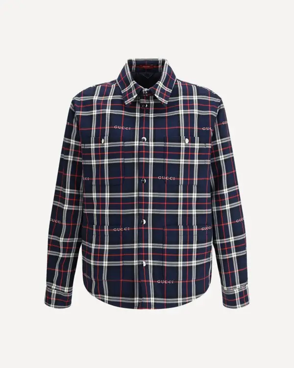Gucci Padded Tartan Cotton Jacquard Shirt