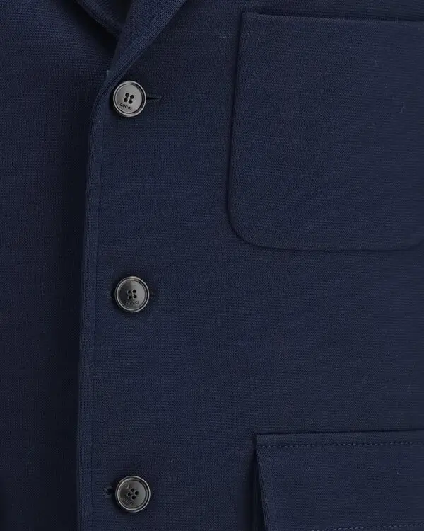 Gucci Cotton Jersey Jacket With Notch Lapel And Single-breasted Closure - Blue