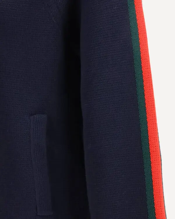 Gucci Zip-up Knitted Jacket With Web Trims - Blue