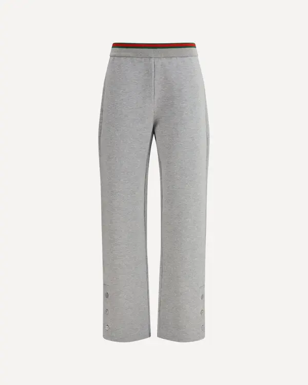 Gucci Cotton Jersey Leisure Pants With Web Trim - Grey