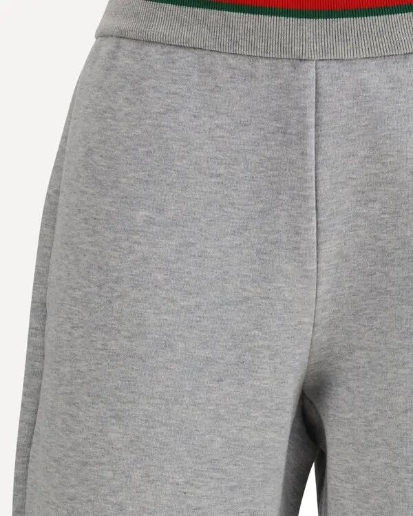 Gucci Cotton Jersey Leisure Pants With Web Trim - Grey