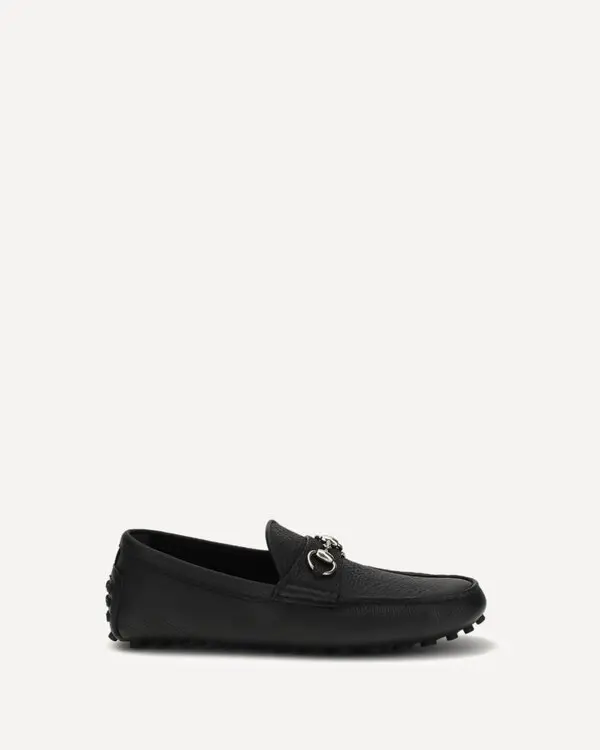 Gucci Horsebit Driver Loafers In Embossed Leather