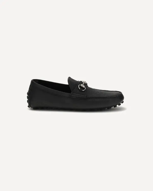 Gucci Horsebit Driver Loafers In Embossed Leather
