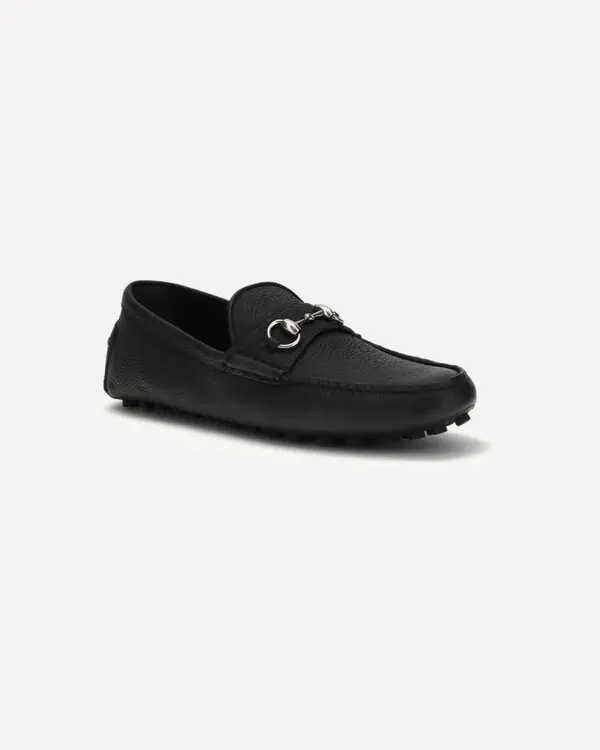 Gucci Horsebit Driver Loafers In Embossed Leather