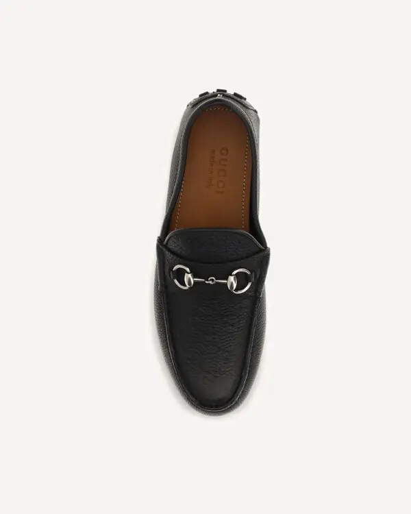 Gucci Horsebit Driver Loafers In Embossed Leather