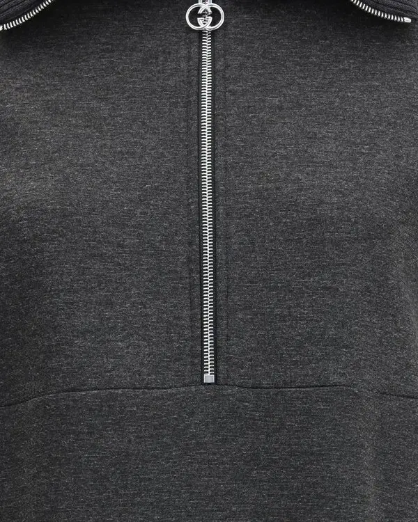 Gucci Short Sleeve Zip-up Dress - Grey