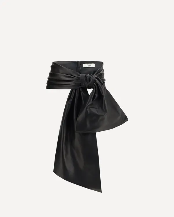 Chloé Oversized Bow Leather Belt - Black