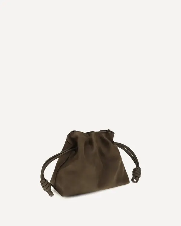 Loewe Medium Flamenco Clutch In Garnet Nubuck - Brown