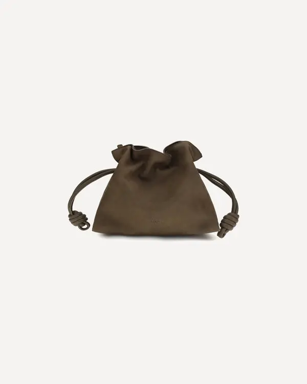 Loewe Medium Flamenco Clutch In Garnet Nubuck - Brown