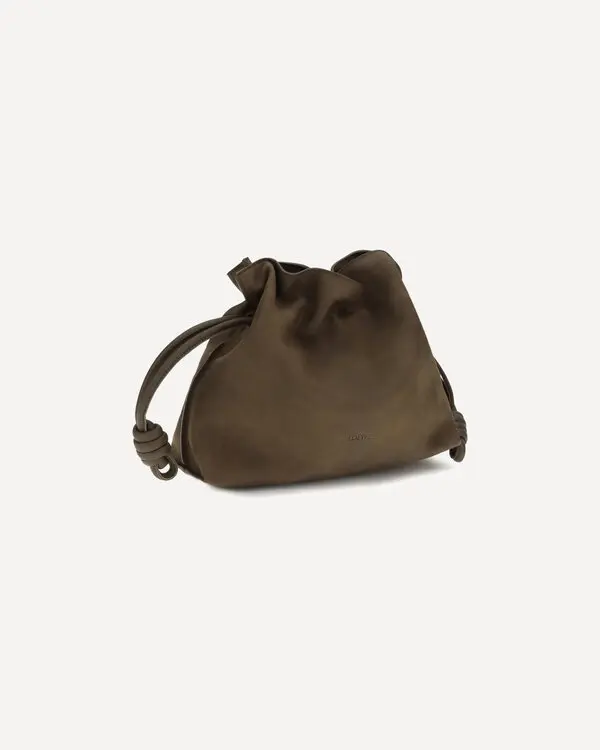 Loewe Medium Flamenco Clutch In Garnet Nubuck - Brown