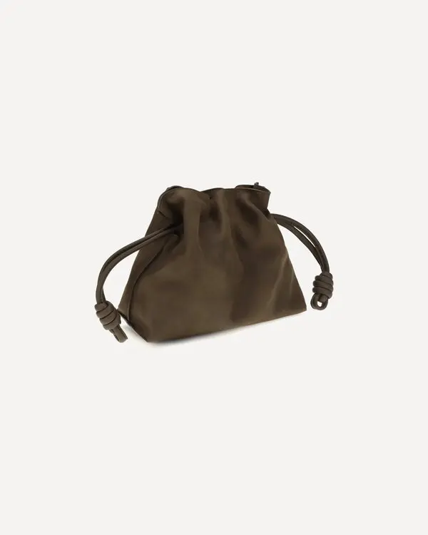 Loewe Medium Flamenco Clutch In Garnet Nubuck - Brown
