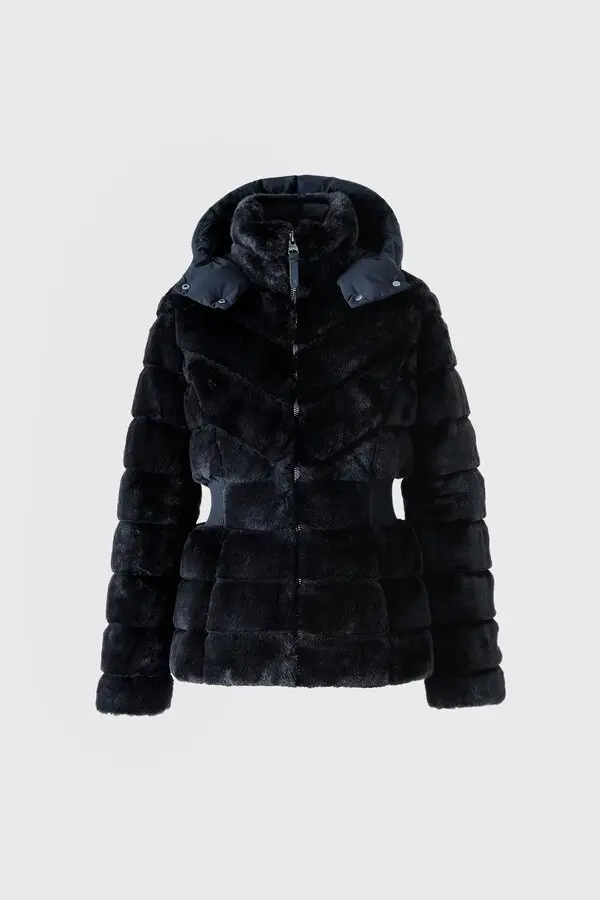 Mackage Miranda Mixed Media Down Jacket With Faux Fur And Hood - Black