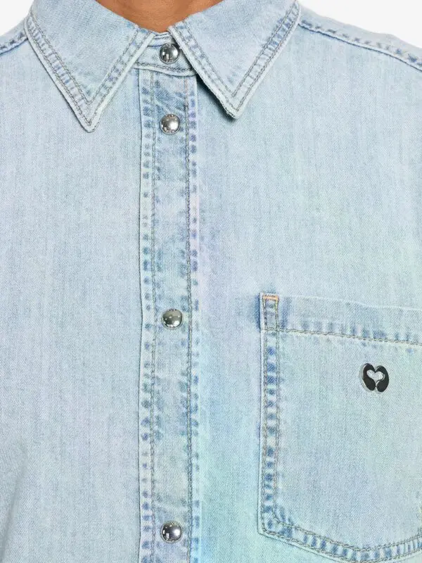 Maje Cotton Denim Shirt With Heart Motif