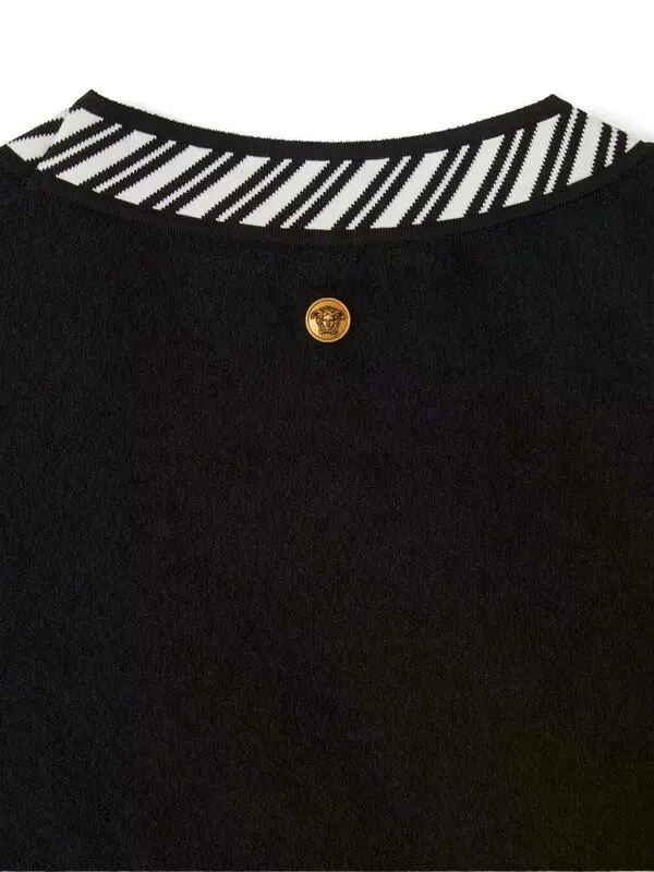 Versace Striped-trim Medusa Plaque Cardigan - Black