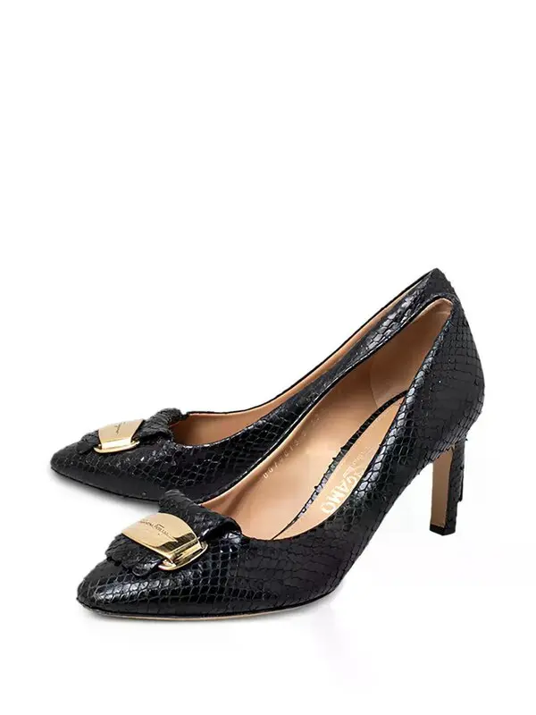 FERRAGAMO Python-embossed Logo Pumps