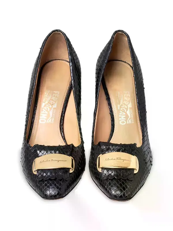 FERRAGAMO Python-embossed Logo Pumps