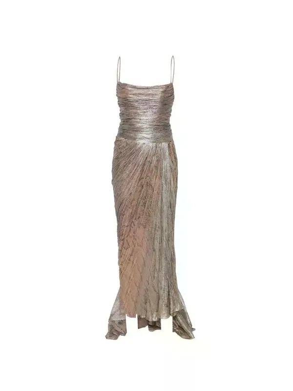 MARIA LUCIA HOHAN Rio Maxi Dress In Metallic Beige/silver