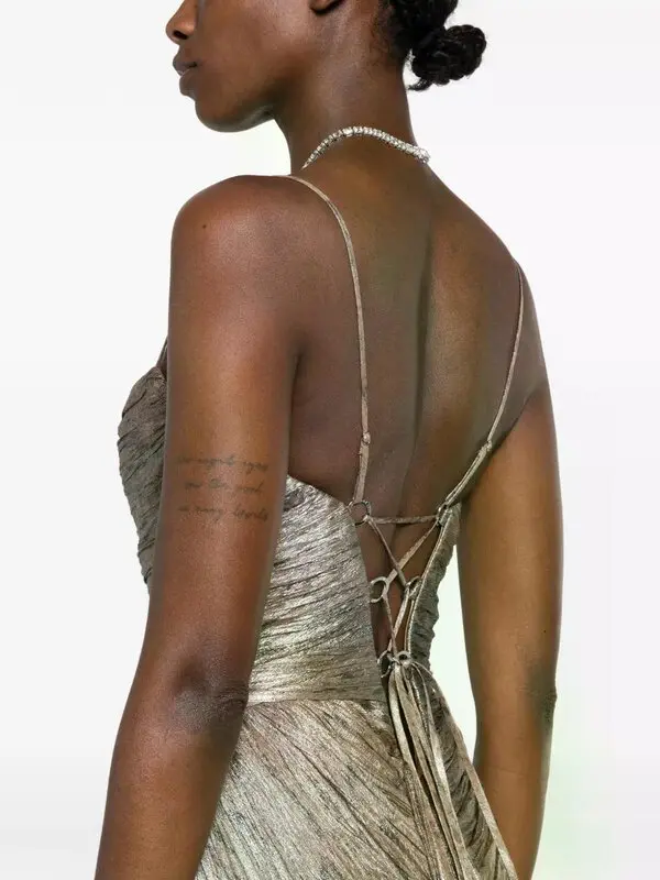 MARIA LUCIA HOHAN Rio Maxi Dress In Metallic Beige/silver