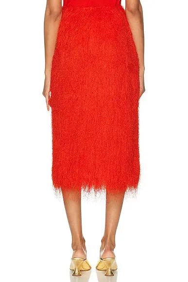 Dries Van Noten Knit Fringe Skirt - Red