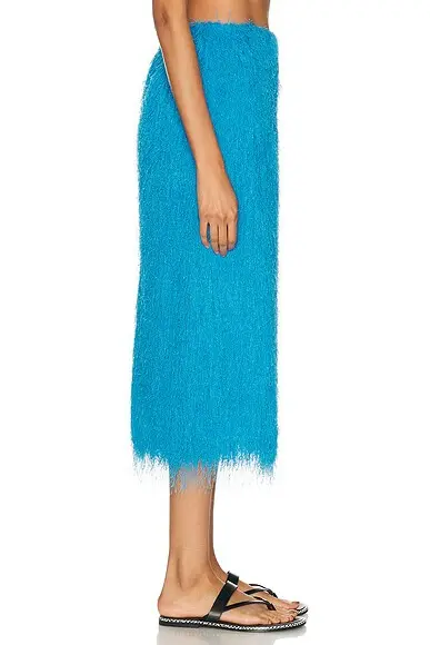 Dries Van Noten Knit Fringe Skirt - Turquoise