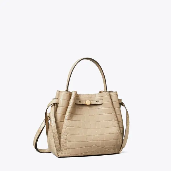 Tory Burch Romy Croc-embossed Bucket Bag - Ginger Leaf