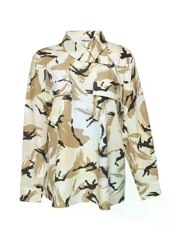 Kenzo Asymmetric Camouflage Print Shirt