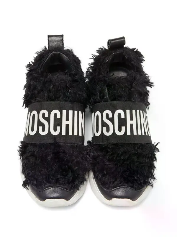 Moschino Faux-fur Logo Strap Sneakers