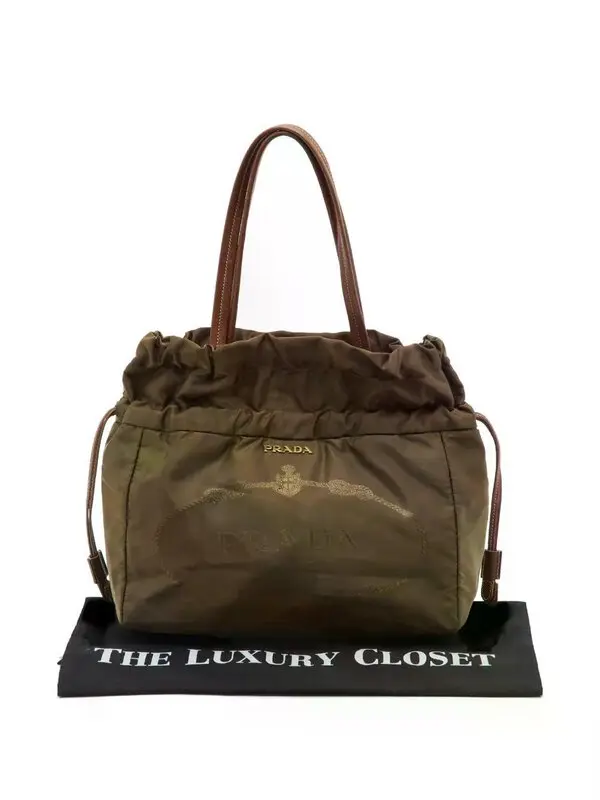 Prada Canapa Logo Drawstring Tote Bag