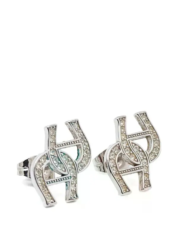 AIGNER Crystal Embellished Logo Earrings - Silver